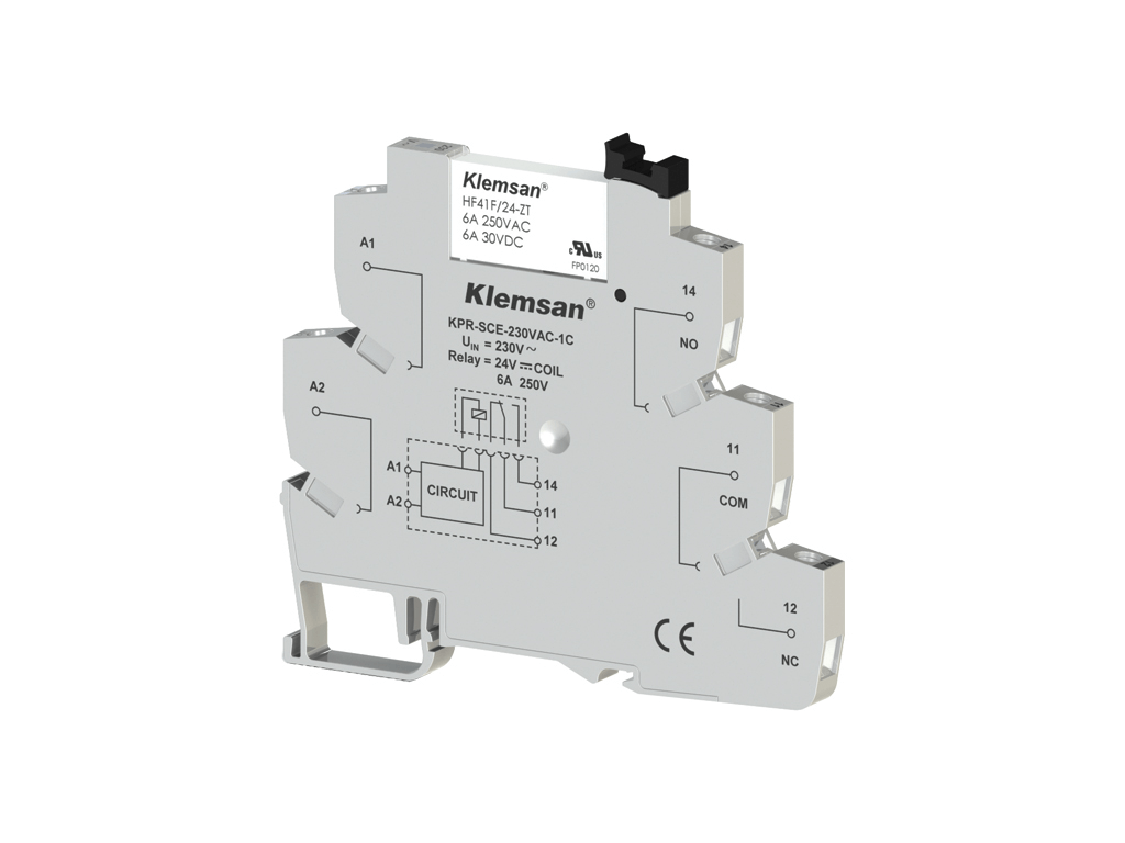 Интерфейсное реле Klemsan KPR-SCE-230VAC/DC-1C; 6A, 1 шт.