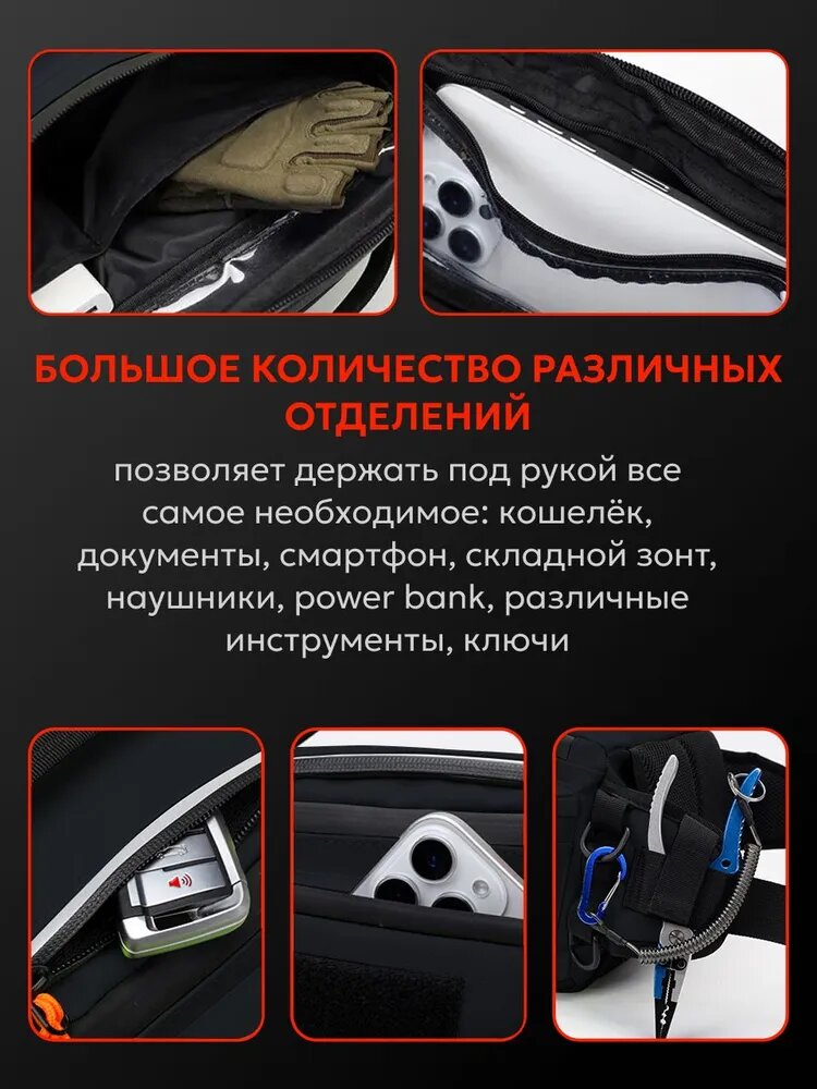 Сумка для рыбалки, мужская, на пояс, светоотражающие вставки — фото 1