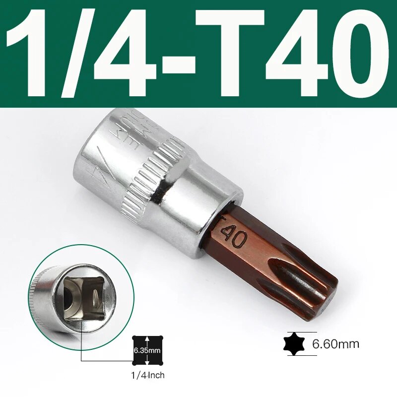 Насадки Torx Riesba 1/4 дюйма T8 T10 T15 T20 T25 T27 T30 T40 T45 T50 PH1 PZ1 H5 H6 H8