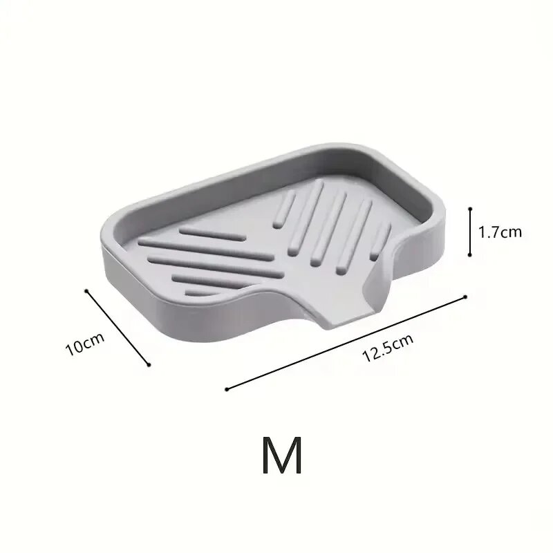 Силиконовый поднос для мыла, серый, 12.5x10x1.7 см