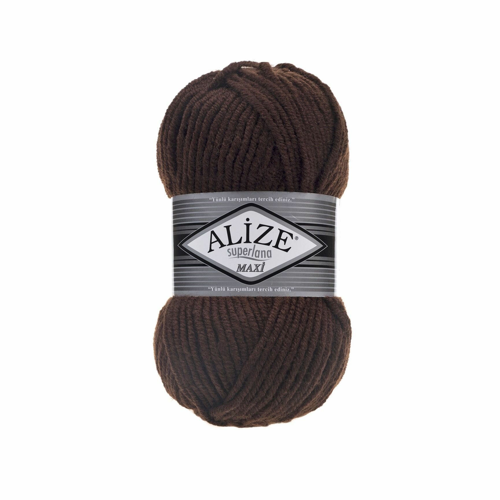 Пряжа Суперлана Макси Alize (Superlana Maxi) упаковка 5 мотков 100 гр. 100 м. 25% шерсть 75% акрил цвет 26 коричневый