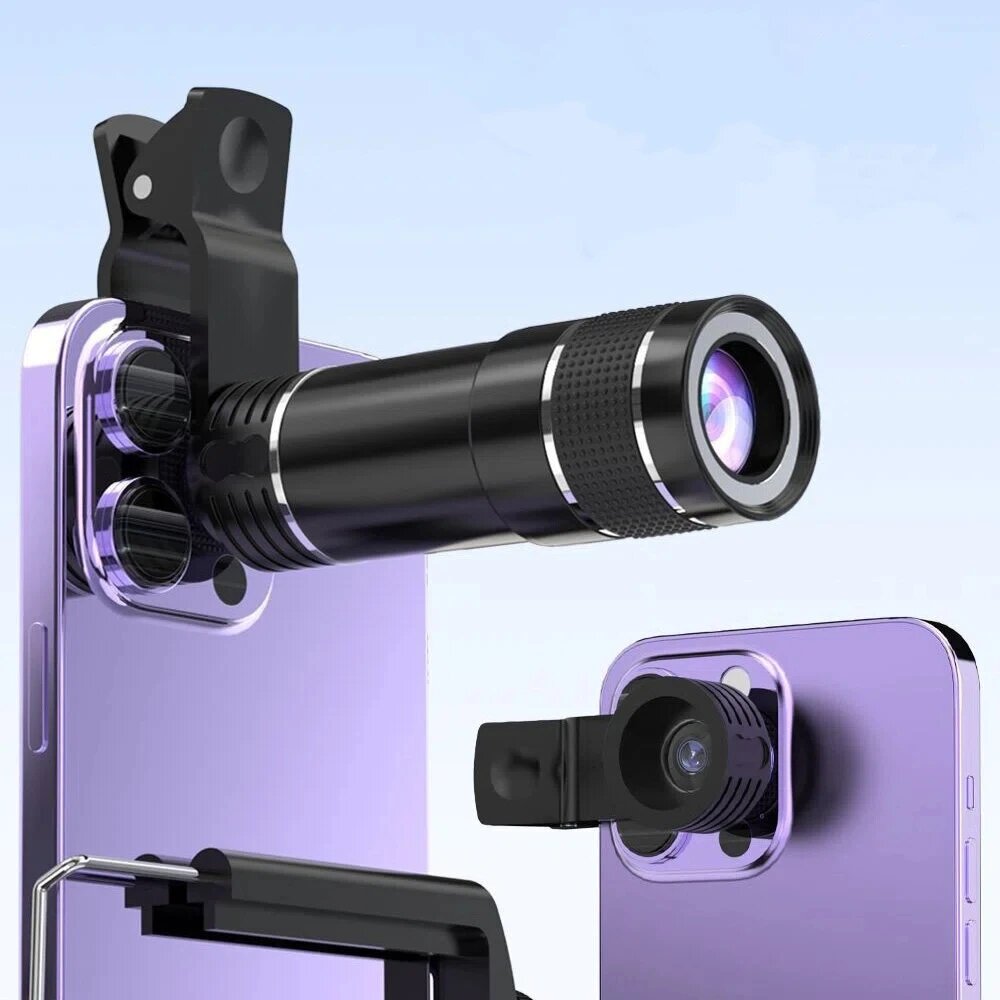 Универсальный оптический объектив-телескоп 20X Zoom HD с клипсой для смартфонов Samsung, Xiaomi, iPhone