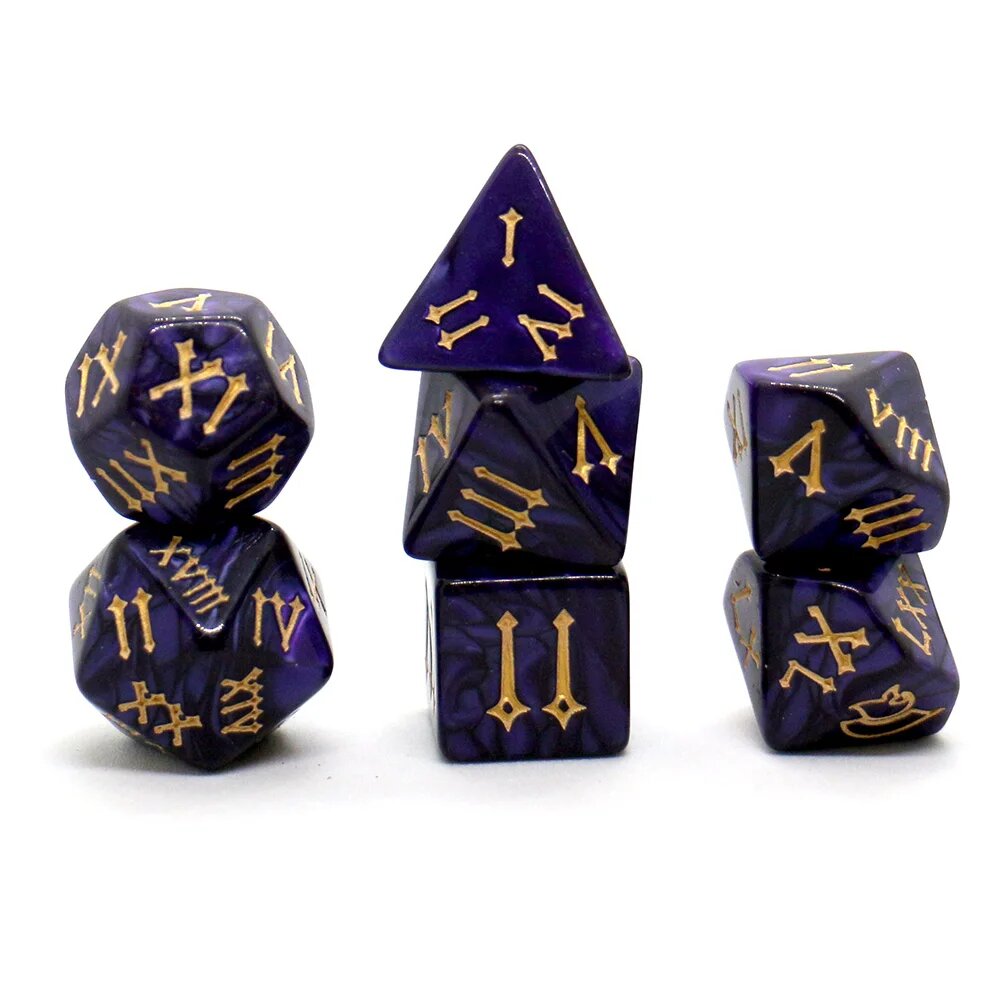 Набор костей для D&D фиолетовый 7 шт.