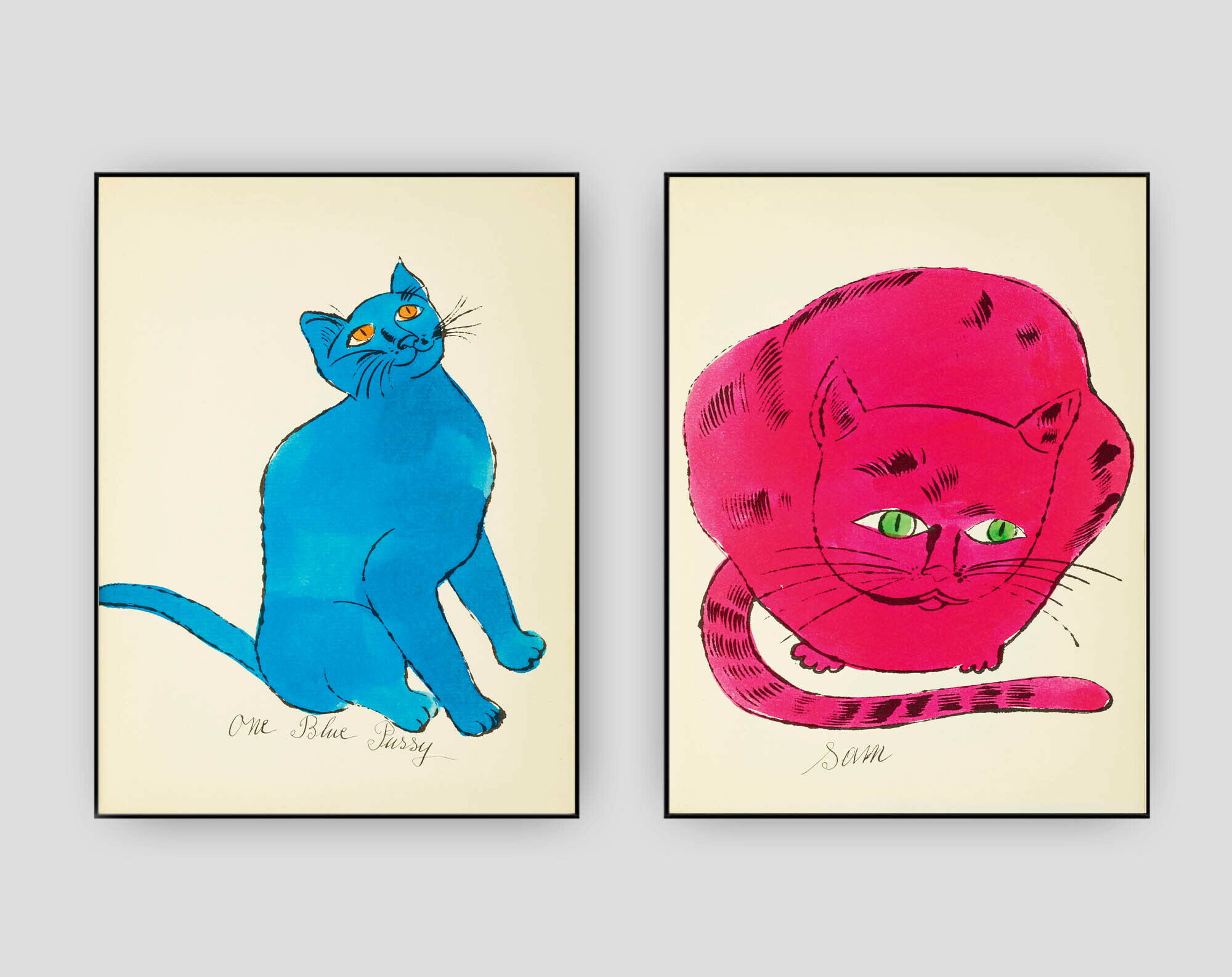 Плакат постер Энди Уорхол Коты Голубая кошка Andy Warhol Cats 2 шт размер A3 поп-арт постеры картины для интерьера