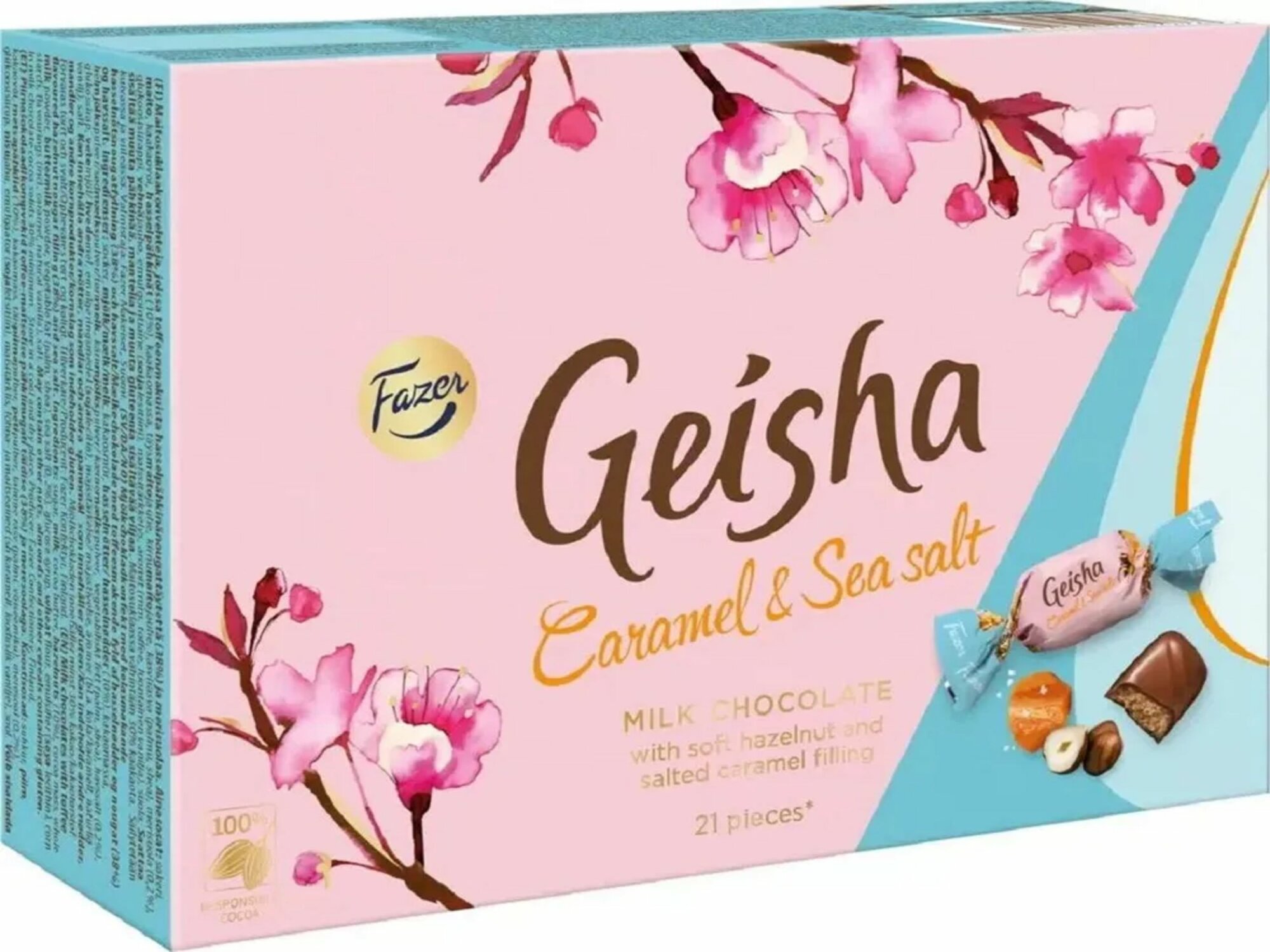 Повреждённые Конфеты Fazer Geisha Карамель и Морская соль, 150г (Финляндия)