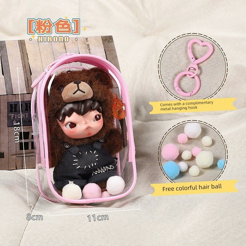 Розовый защитный чехол 18 см для виниловой фигурки POP MART Hirono, мягкий пылезащитный с кольцом для подвешивания