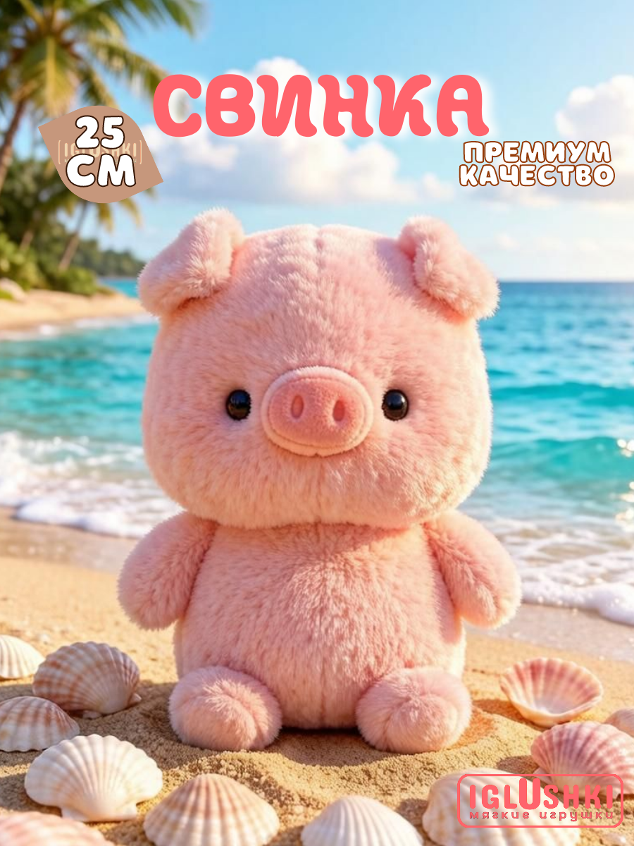 Мягкая плюшевая игрушка свинка 25 см / Поросенок детская игрушка