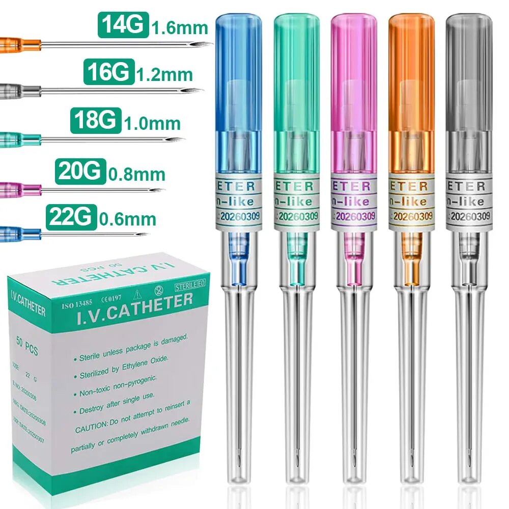 Иглы-канюли для пирсинга Usiriy 14G 16G 18G 20G 22G 50pcs, 16G