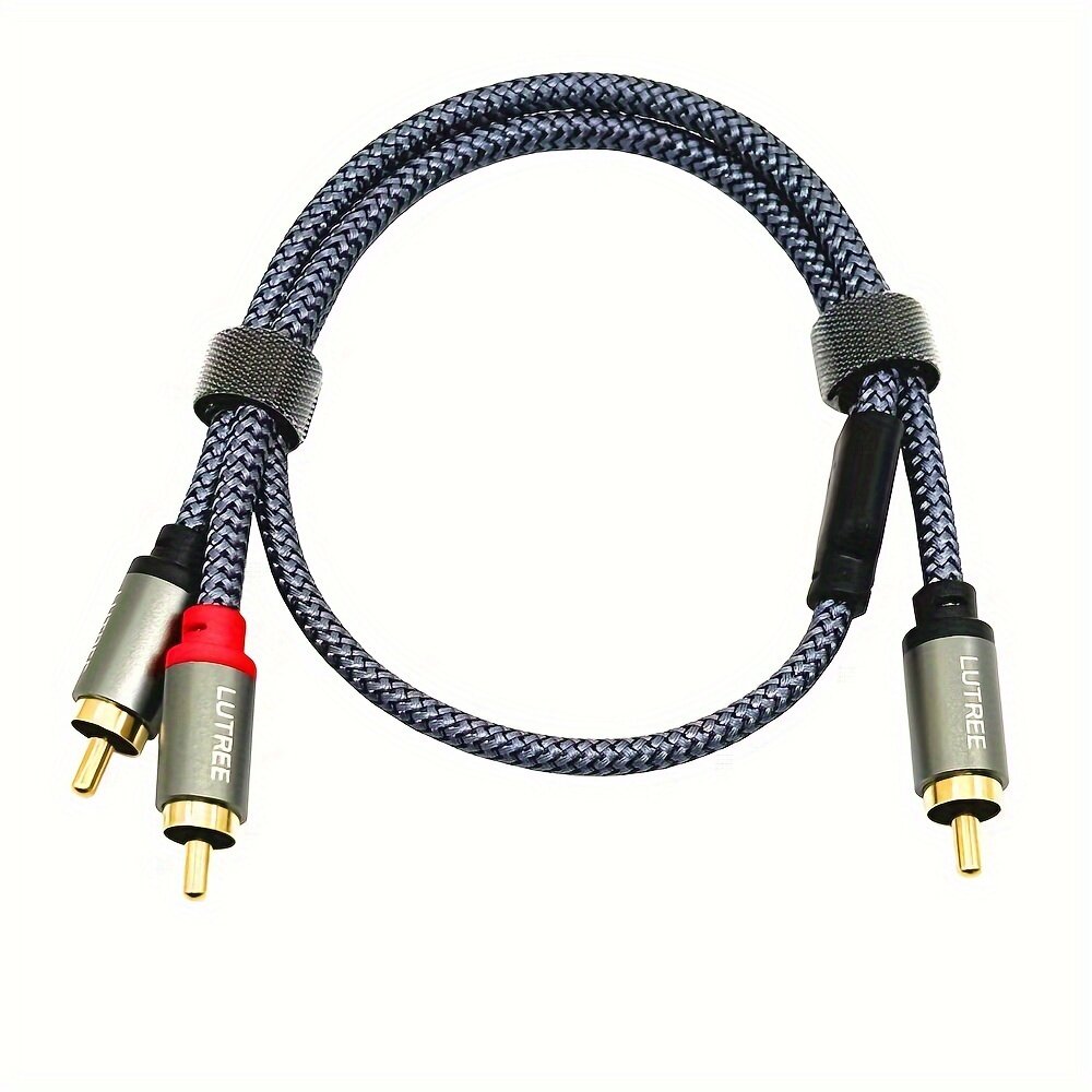 Кабель аудио RCA разветвитель 1xмужской на 2xженский в нейлоновой оплетке для домашнего кинотеатра, автозвука, сабвуферов, телевизоров и CD-проигрывателей, длина 31,5 дюйма