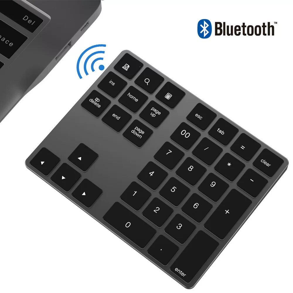 BT12 34-Клавишная Беспроводная Клавиатура с Bluetooth для Ноутбука, Офиса и Дома — Черная Пластиковая, Перезаряжаемая
