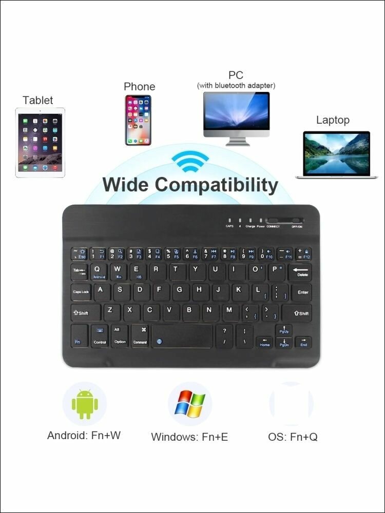 Клавиатура беспроводная мини беспроводная русская клавиатура, 10 дюймов, черный