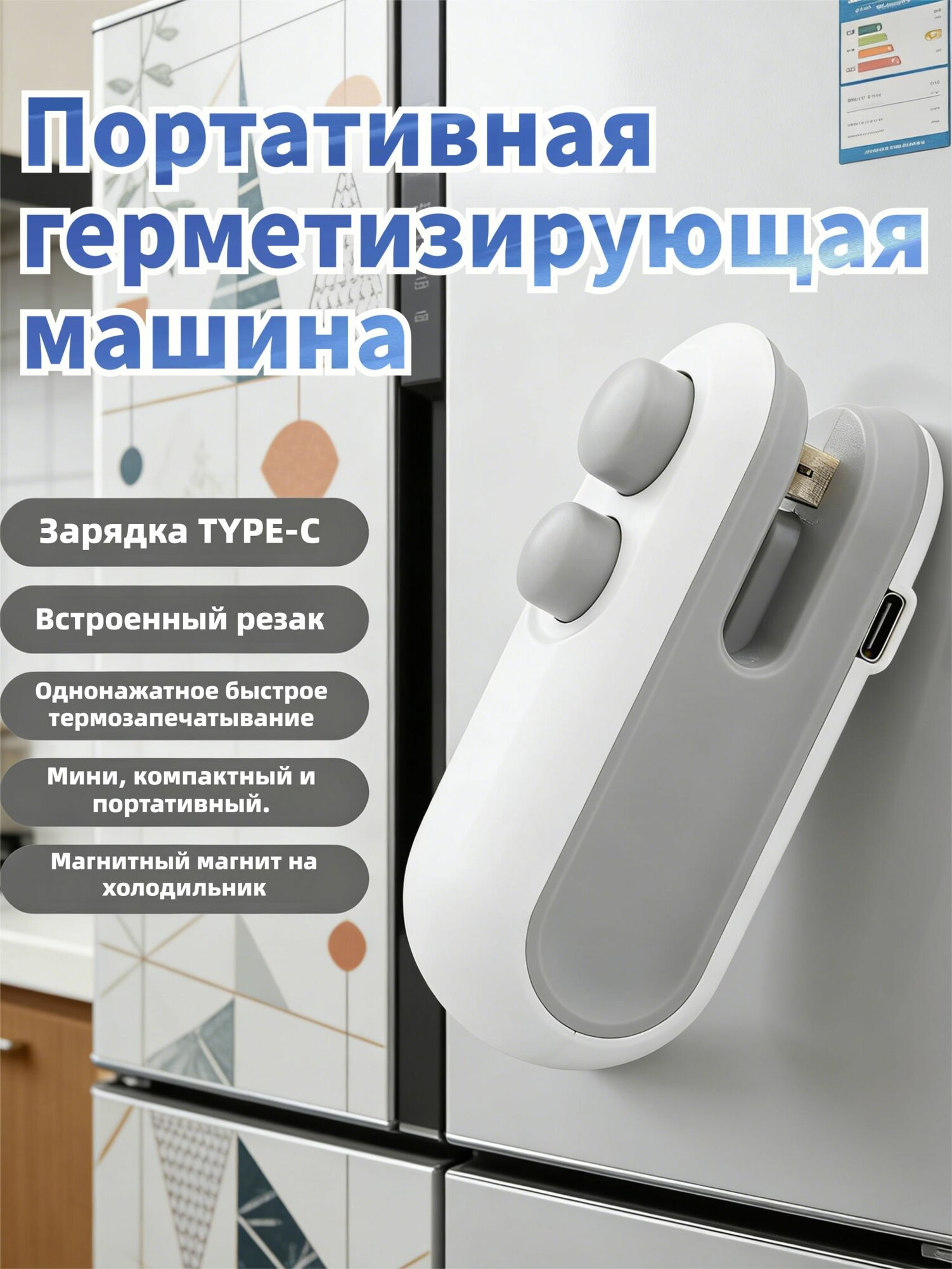 Мини герметизирующая машина, одноразовое термосварка, магнитное крепление, подходит для дома и пикников