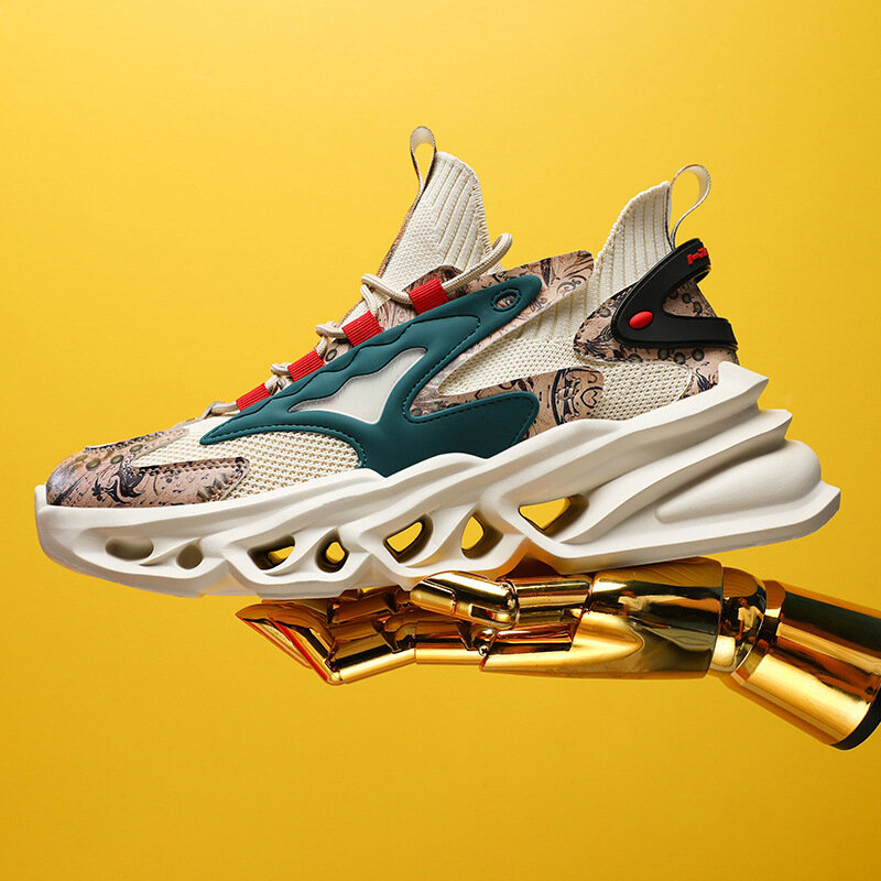 Кроссовки-носки большого размера 46, модные повседневные, спортивные кроссовки Flyknit, мужские кроссовки в китайском стиле, дышащие, высокие, на толстой подошве, спортивные кроссовки в стиле «папиных кроссовок». EU:41