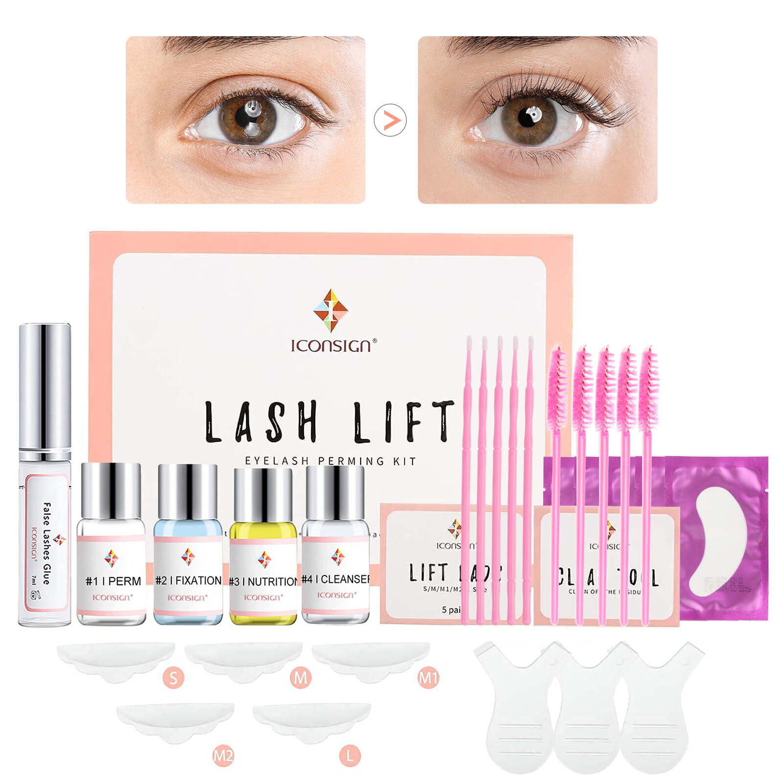 LASHLIFT Набор для лэш-лифта Набор для перманентного завивания ресниц Набор для завивания ресниц Расширения ресниц, Размер упаковки: 20*15*10см, Вес упаковки: 130г, В комплект входят: 1* Опалубочный агент (молочно-белый), 1* Фиксирующий агент (синий), 1*