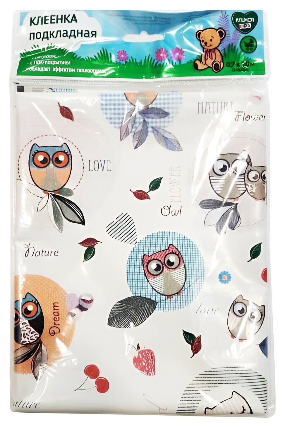 Клеенка Колорит "Клинса Кидс", ПВХ покрытие, многоразовая, 0.7х1 м