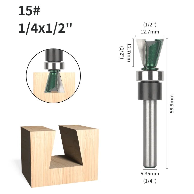 Твердосплавные фрезы "ласточкин хвост" 6 мм 6,35 мм 8 мм 6.35x12.7 Green