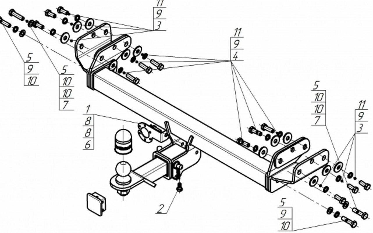 Фаркоп Motodor для Jaecoo J7, Tenet T7 (оцинк. Шар) арт.99032-E