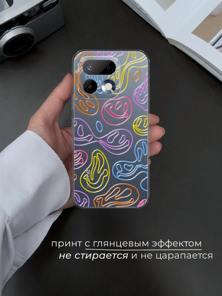 Силиконовый чехол на Realme 16 Pro / Реалме 16 Про с принтом Размытые смайлики — фото 1