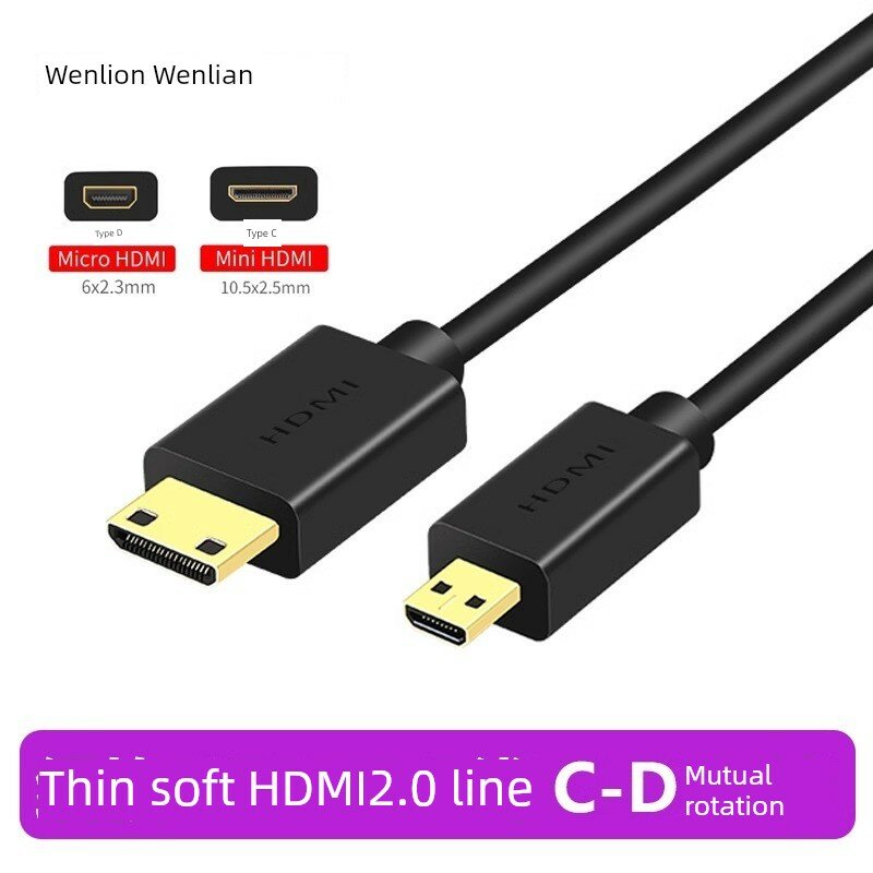 0.5 м Высококачественный кабель Mini HDMI к Micro HDMI для Raspberry Pi, 4K Ultra HD Видео, Компактный и Прочный