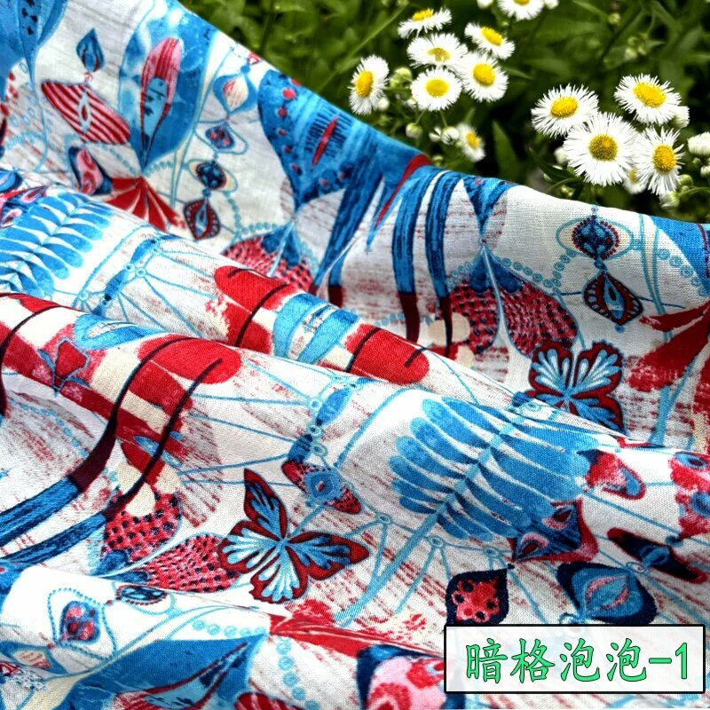 Хлопково-льняная ткань с эффектом пузырьков, летняя тонкая вискозная ткань, для платьев, чонсамов, хлопково-шелковая