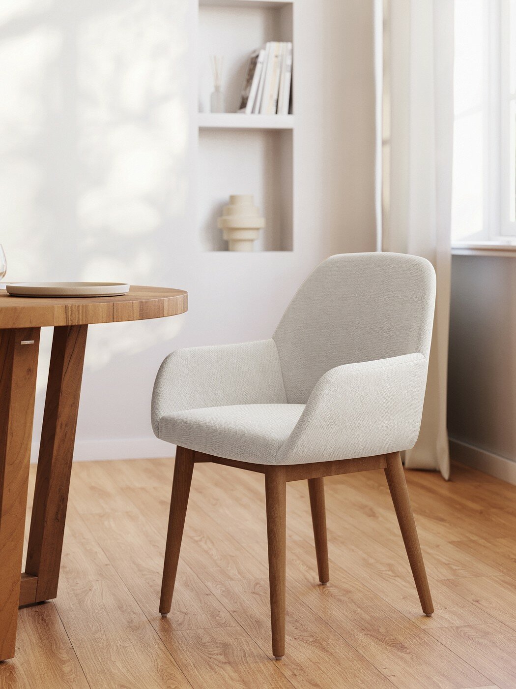 Стул La Forma Konna, обивка текстиль, каркас из массива ясеня, бежевый цвет, 83х55х47 см