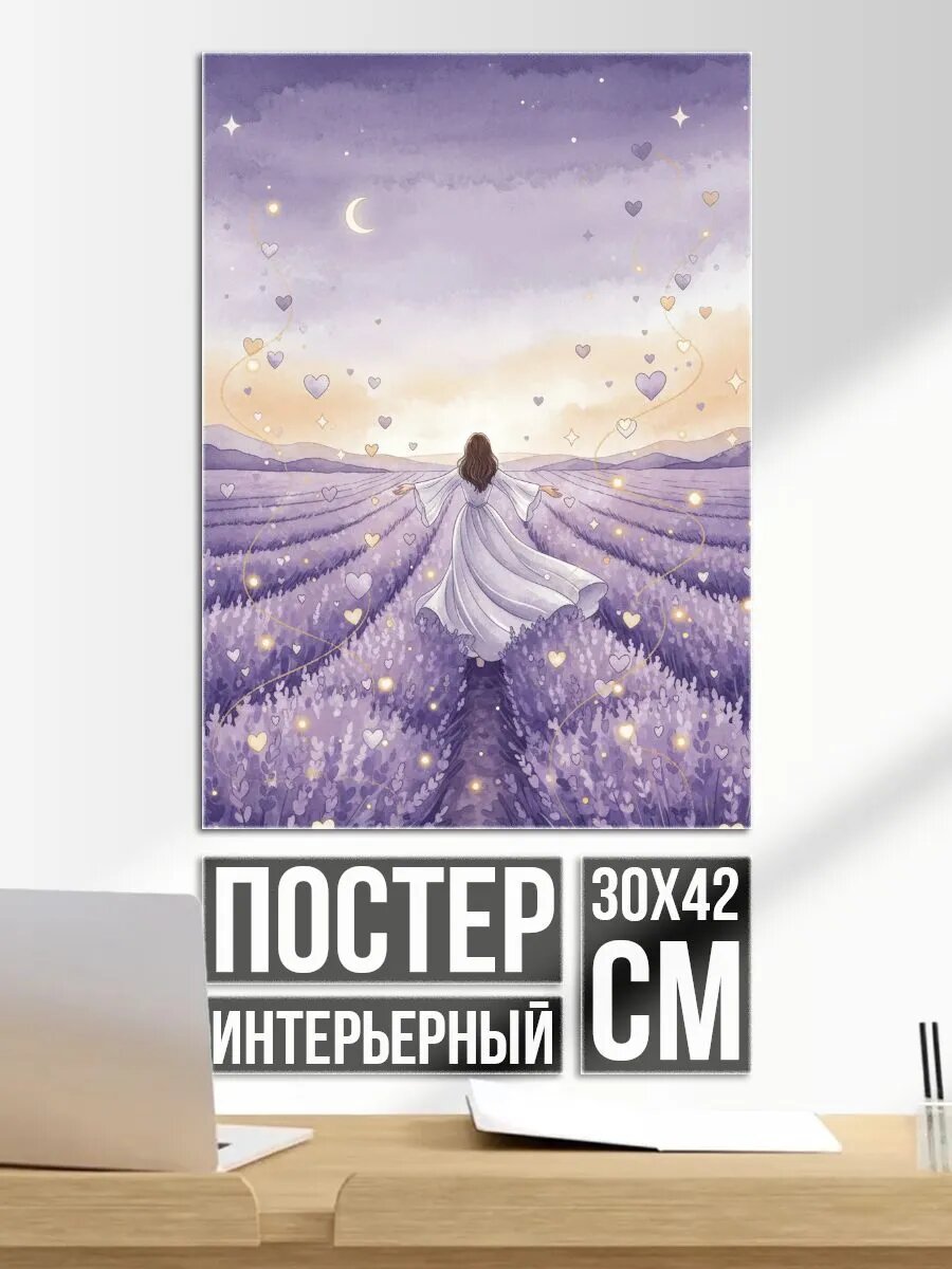 Постер на стену Утро в Лавандовом поле