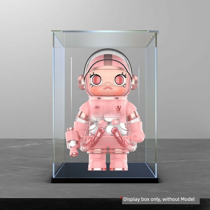 Коробка для показа фигурки Mega Space Molly 400% с черной матовой подставкой и открытым дизайном, 25x25x35см
