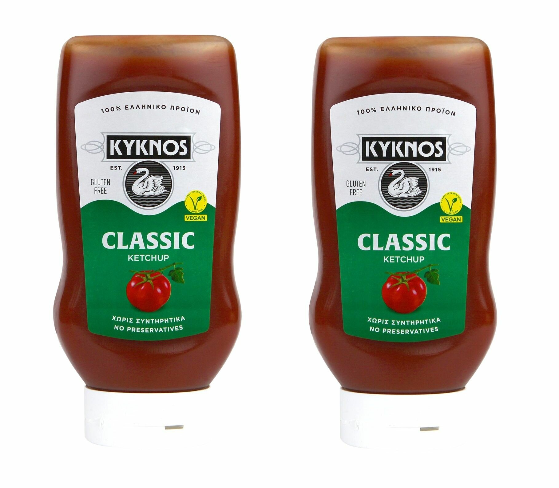 Кетчуп томатный без глютена, KYKNOS, Греция, пластиковая бутылка, 560 г х 2шт