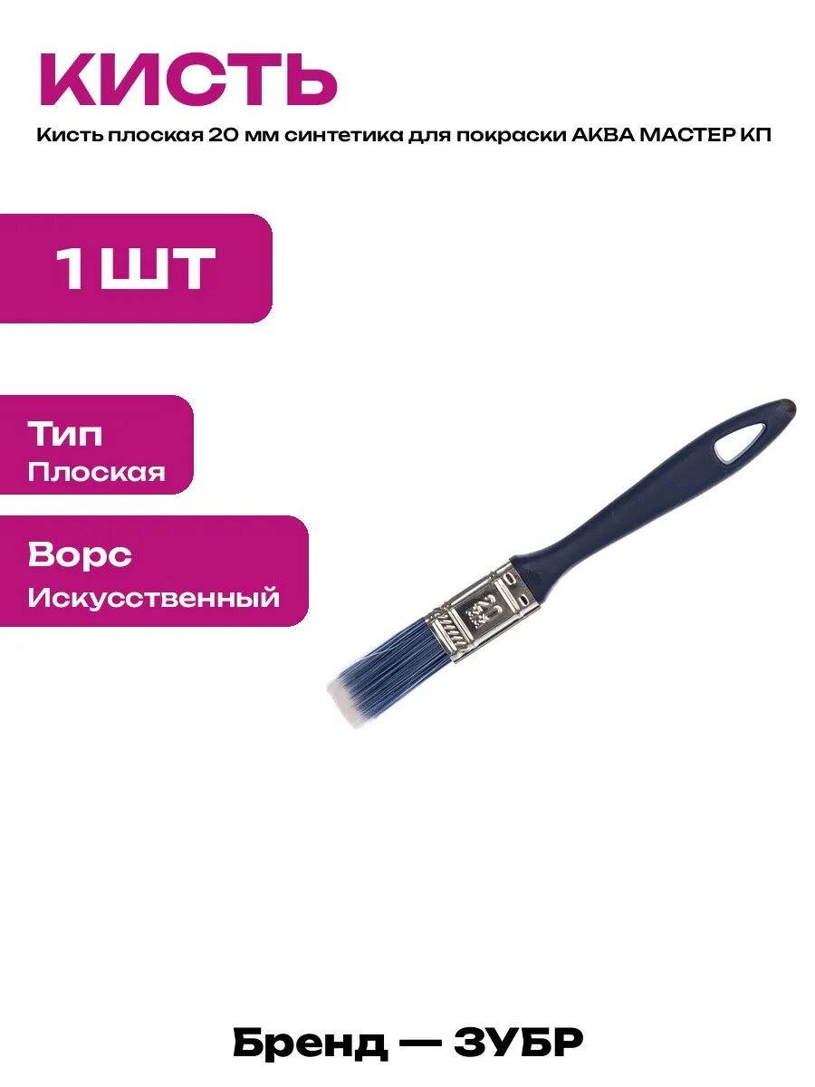 Кисть плоская малярная 20 мм синтетика для внутренних работ