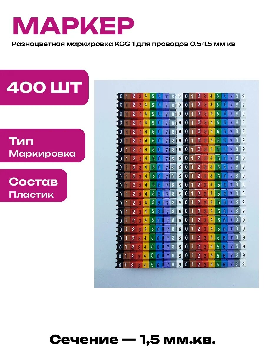 Маркеры кабельные KCG 1 цифры 0-9 на провод 0.5 до 1.5 мм кв