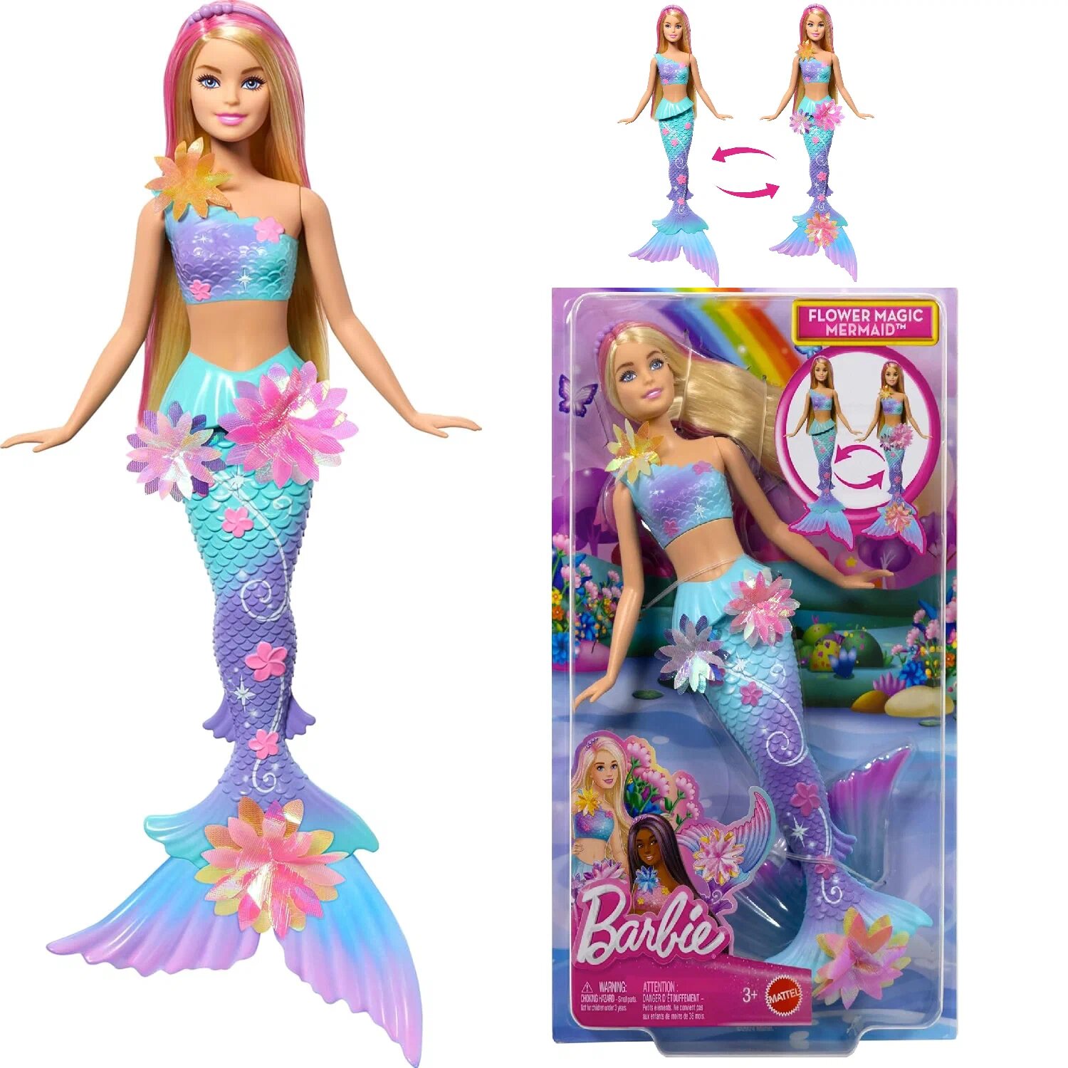 Кукла Барби русалка Волшебный цветок Barbie Magic Flower Mermaid блондинка JDM72