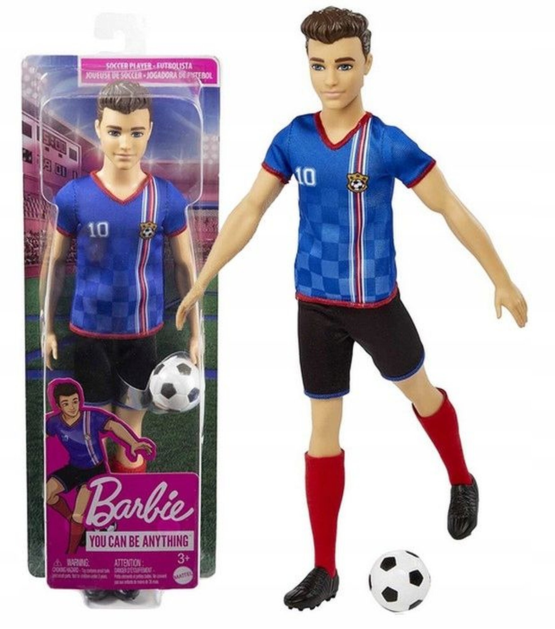 Кукла Mattel Barbie Карьера - Кукла Кен футболист в спортивной форме с мячом - Барби HCN15