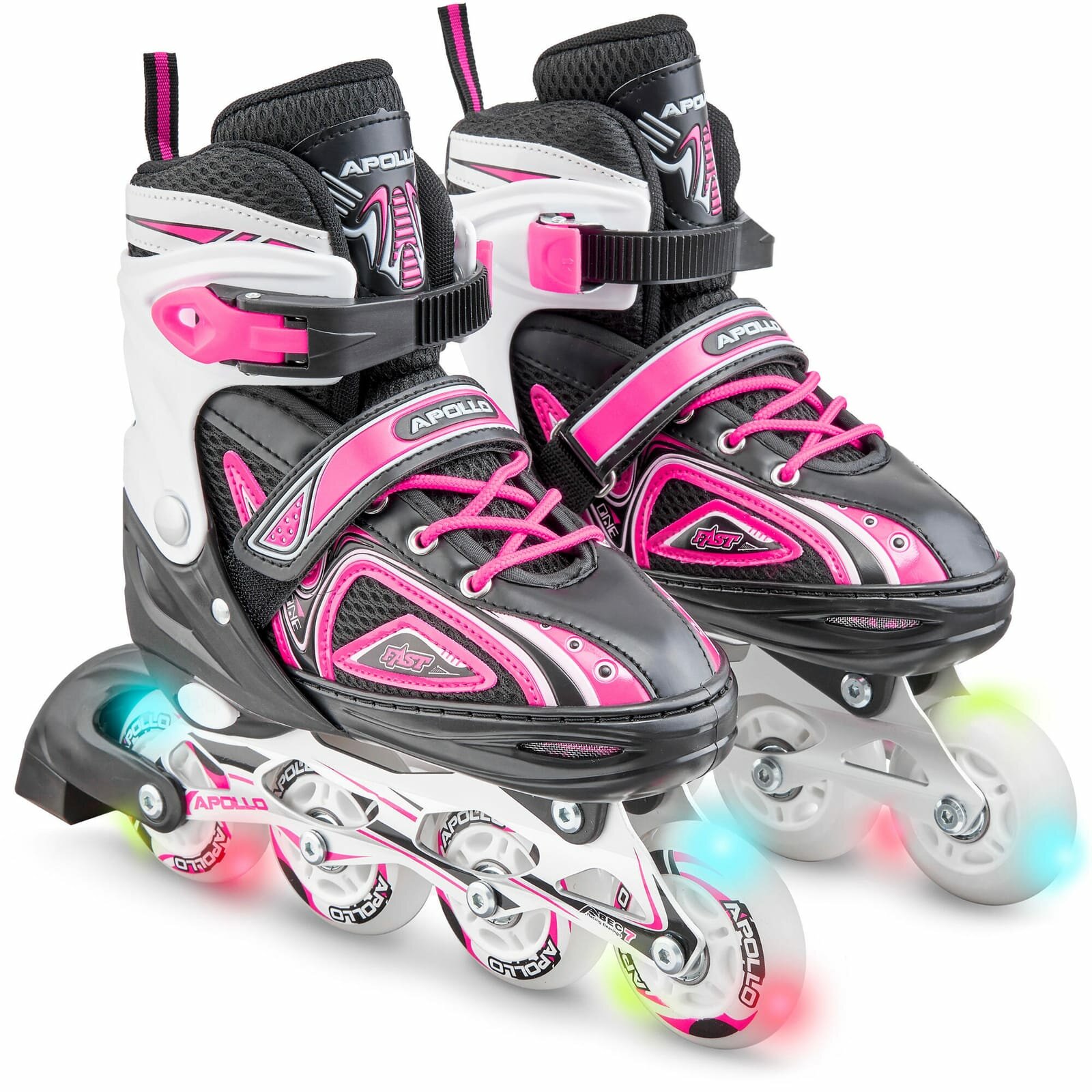 DECATHLON роликовые коньки Apollo Super Blade LED ABEC7, розовый, размер 39, регулируемые