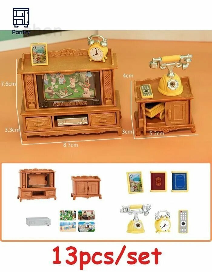 13pcs/set TV шкаф, подходящий для использования в качестве украшения кукольного дома