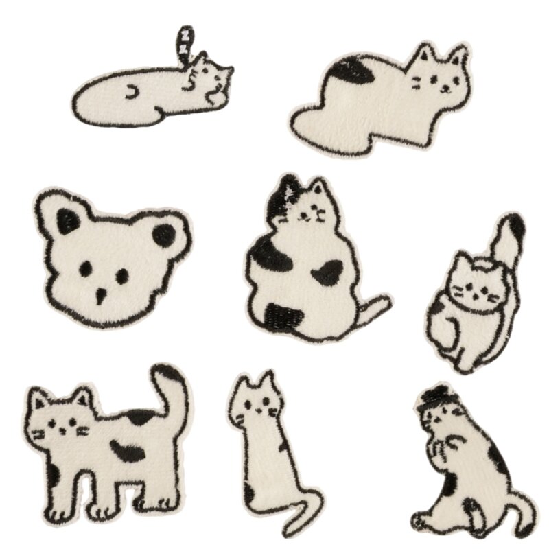 8 Шт Мультяшные Кошки Железные Нашивки Для Ремонта Животных Нашивки для Пришивания Аппликаций Нашивки для Одежды Джинсов Шляпы Рюкзаков