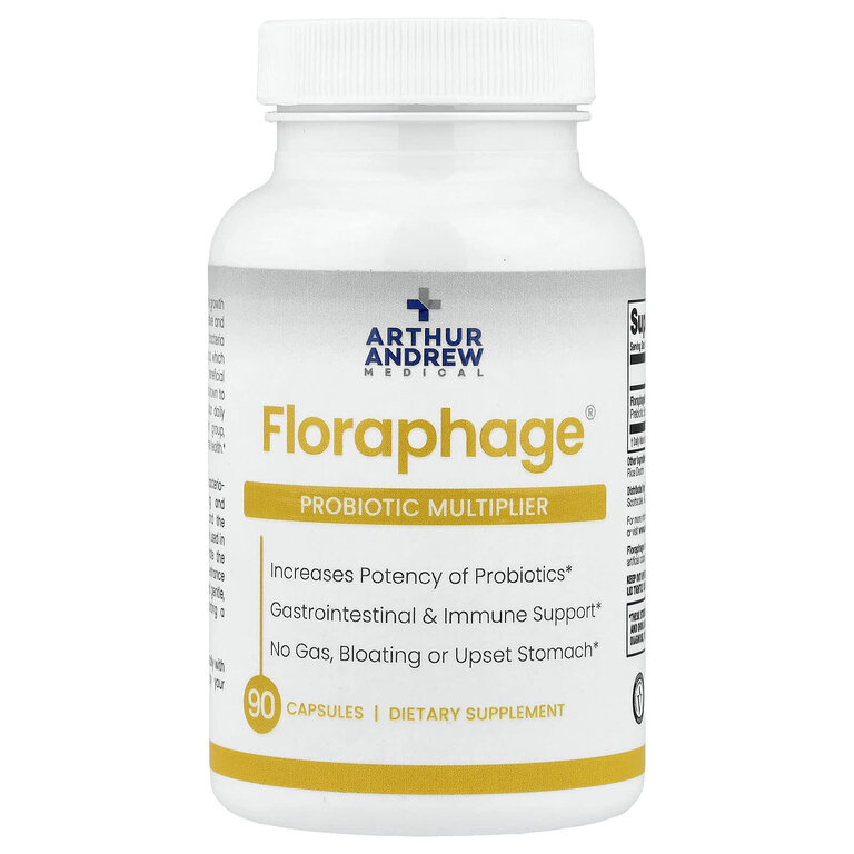 Floraphage, фаговый пробиотик, мультипликатор, Arthur Andrew Medical, 90 капсул