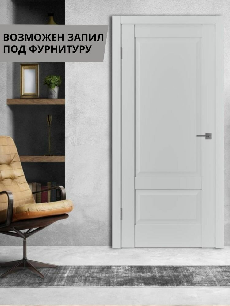 Межкомнатная дверь Классика Р2 серая 900х2000 глухая (комплект С наличниками И коробкой)