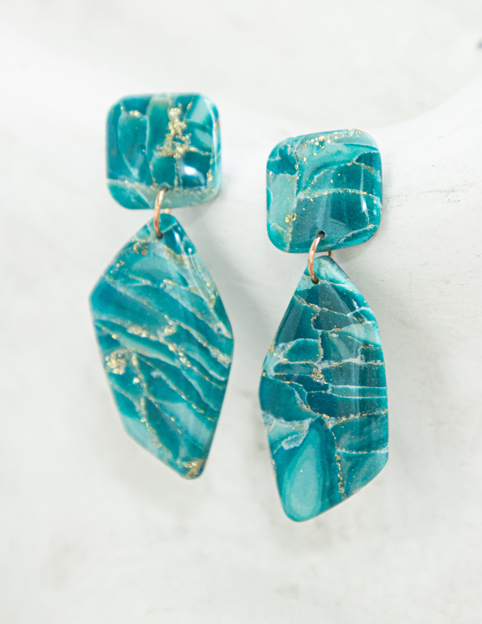 Серьги с подвесками, полимерная глина