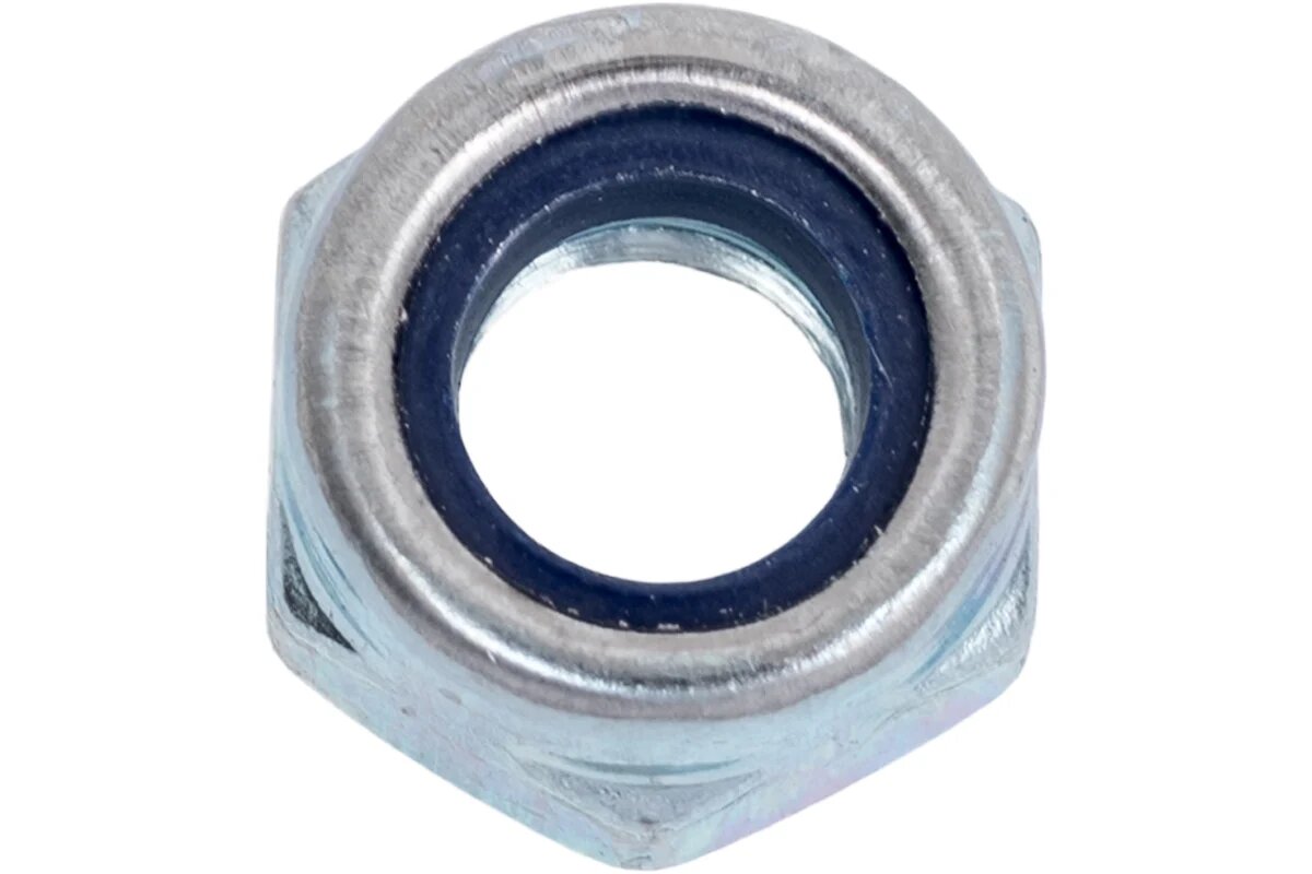 Самостопорящаяся гайка шхг с нейлоновым кольцом DIN 985 М6 стальная с антикоррозийным цинковым покрытием, размер под ключ 10 мм, класс прочности 5.8, фасовка 1000 шт.
