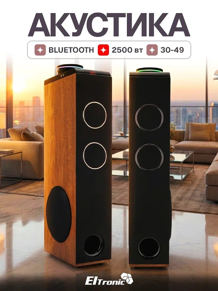 Акустические колонки Eltronics 30-49, 5.1, FM, 250Вт, комплект 2 шт