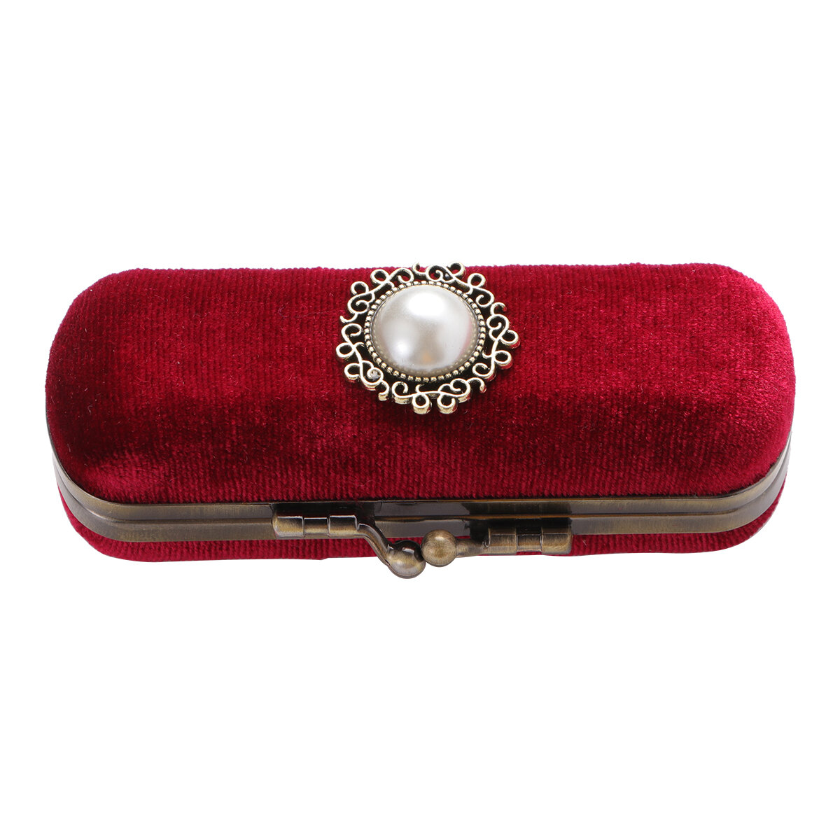 Винтажный бархатный футляр для губной помады (бордовый бархат) (цвет внутренней части выбирается случайным образом).