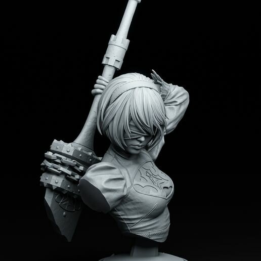 Сборная модель 2B (NieR - Automata), бюст, 167мм для покраски