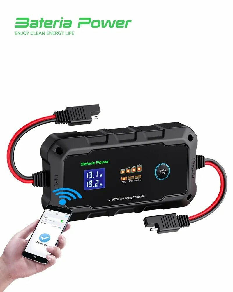 20A 12V/24V MPPT беспроводной солнечный контроллер заряда, Bateria Power интеллектуальный регулятор солнечной панели 20 Amp BT APP