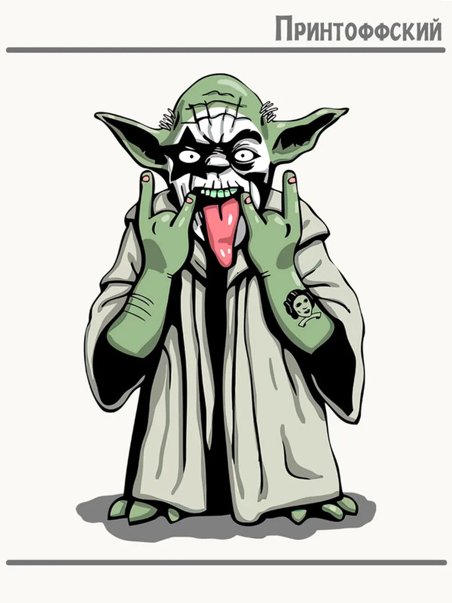 Термонаклейка для одежды и аксессуаров DTF-печать stra wars звездные войны йода рокер