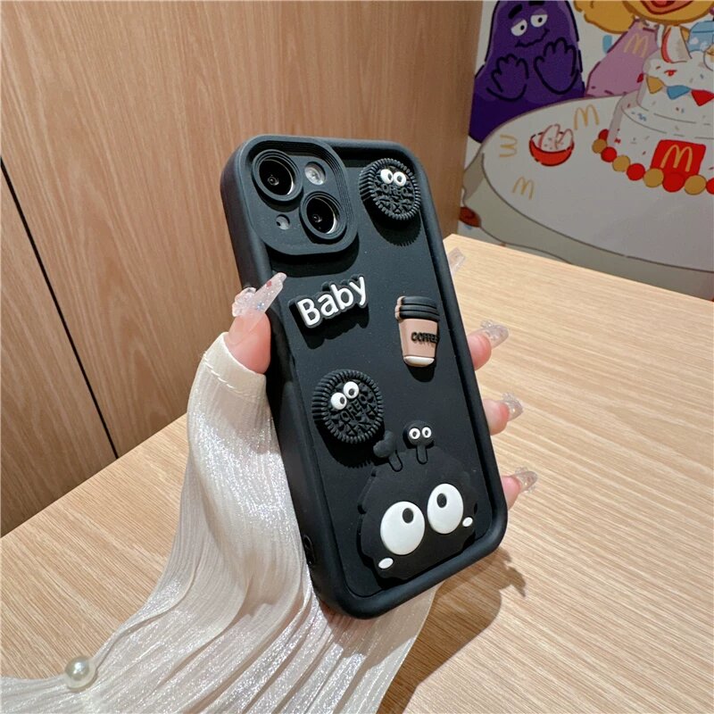 Силиконовый ручной коаловый шар дизайн чехол для iPhone 16 - Классический черный одинарный слой