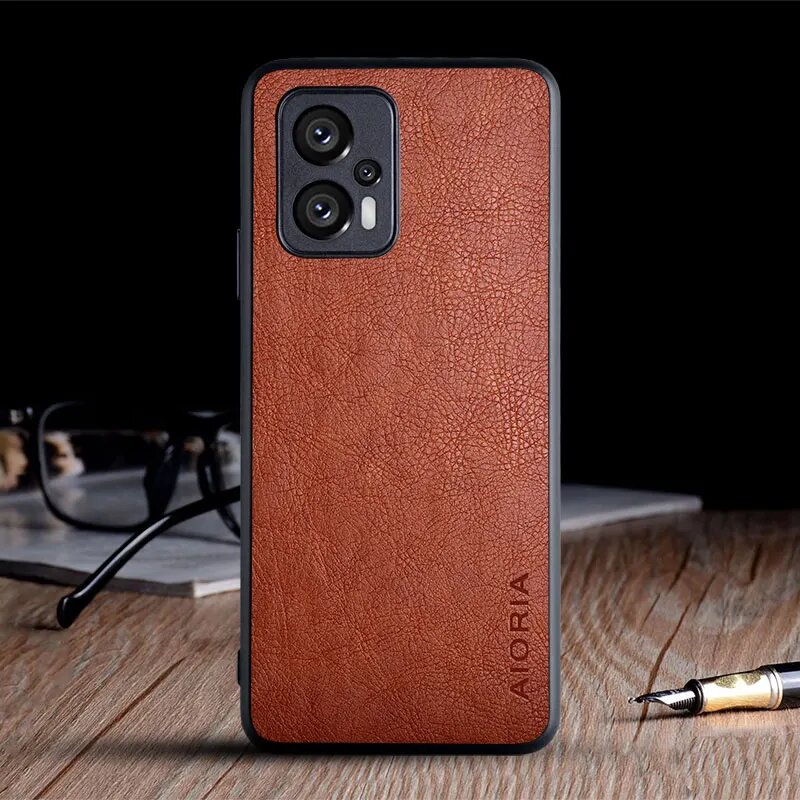 Коричневый кожаный чехол Poco X4 GT
