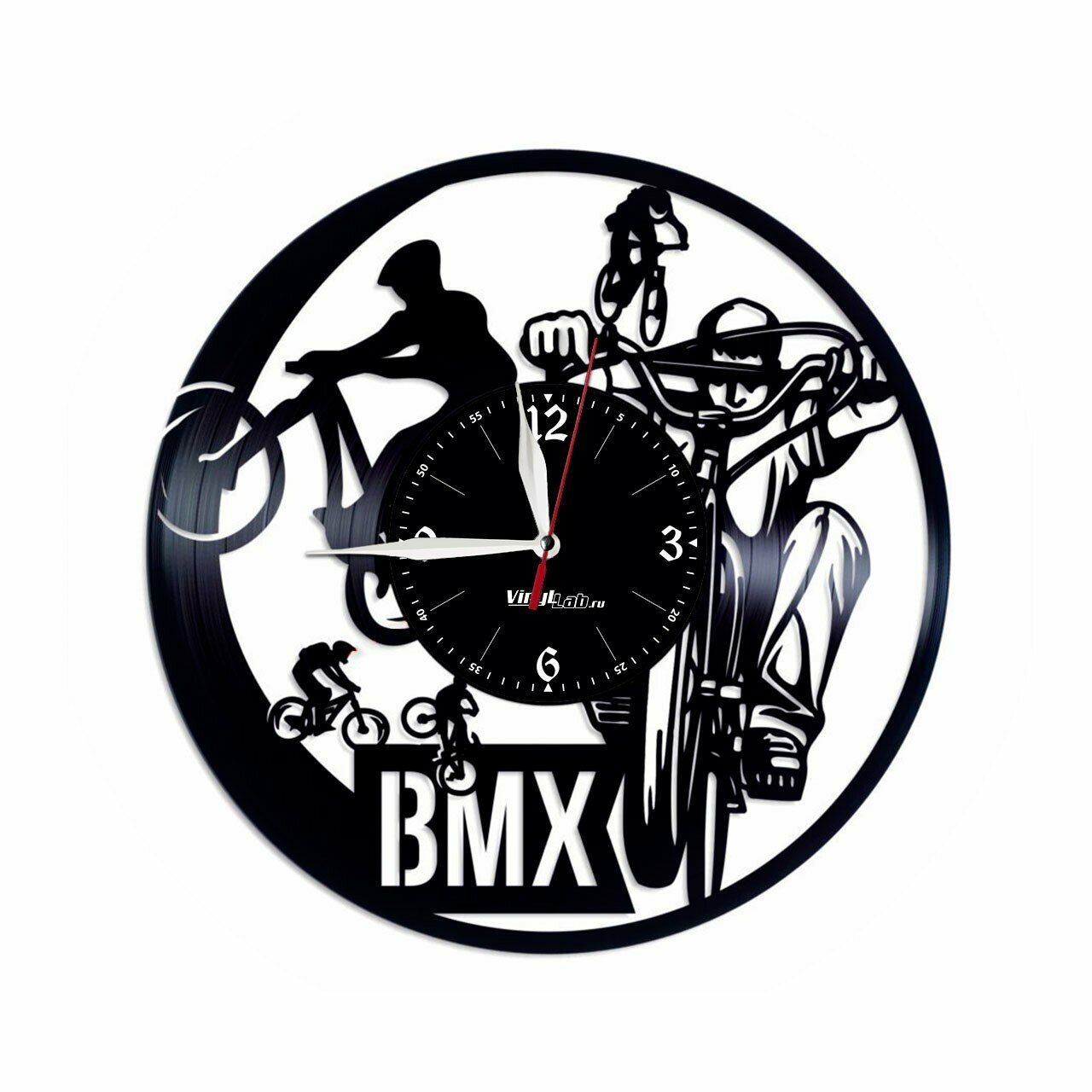 Часы из виниловой пластинки (c) VinylLab BMX, диаметр 30 см, оригинал