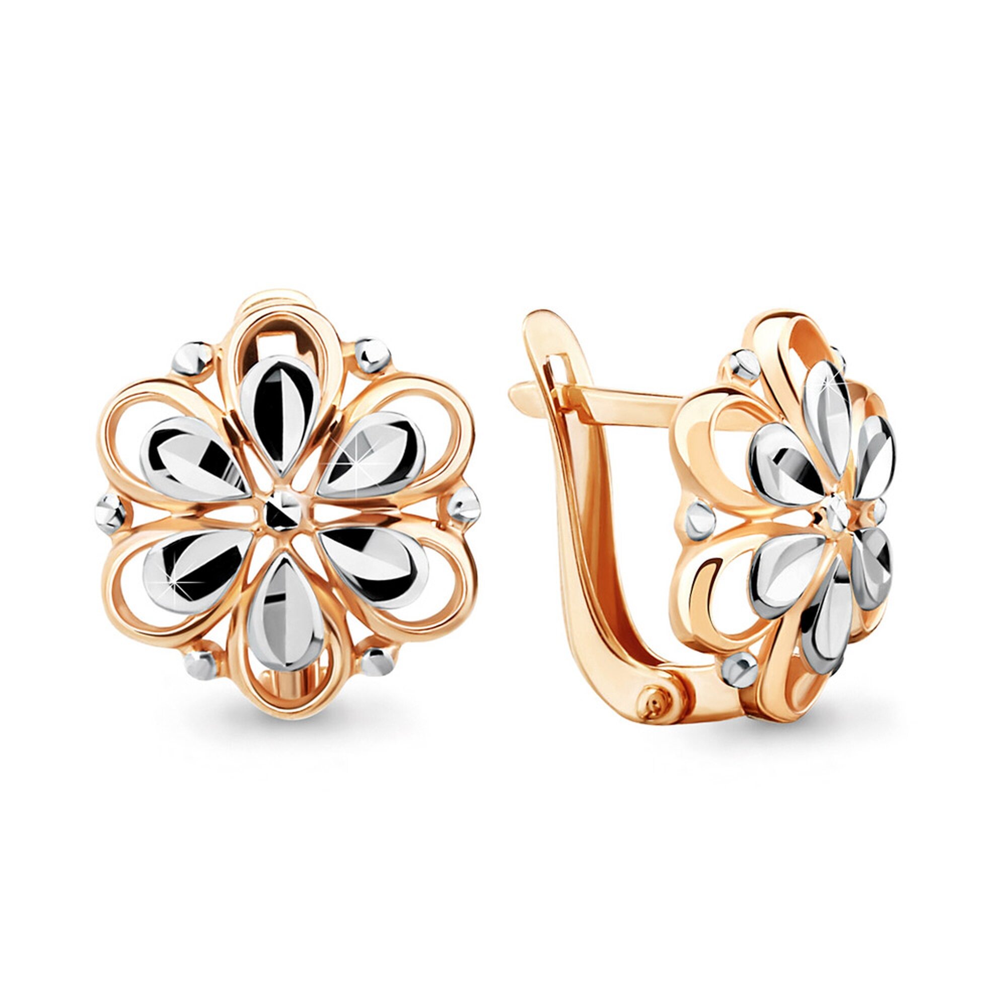 Серьги, серебро, 925 проба, золочение