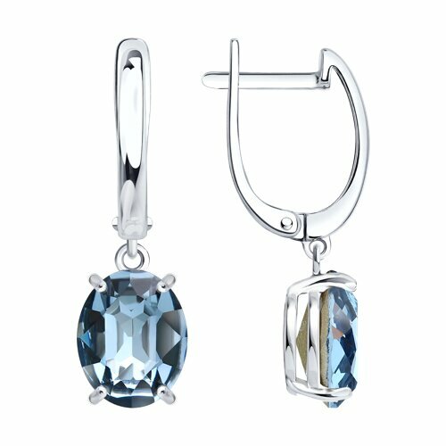 Серьги, серебро, 925 проба, родирование, кристалл