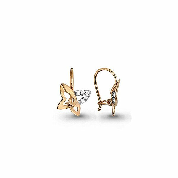 Серьги, красное золото, 375 проба, фианит